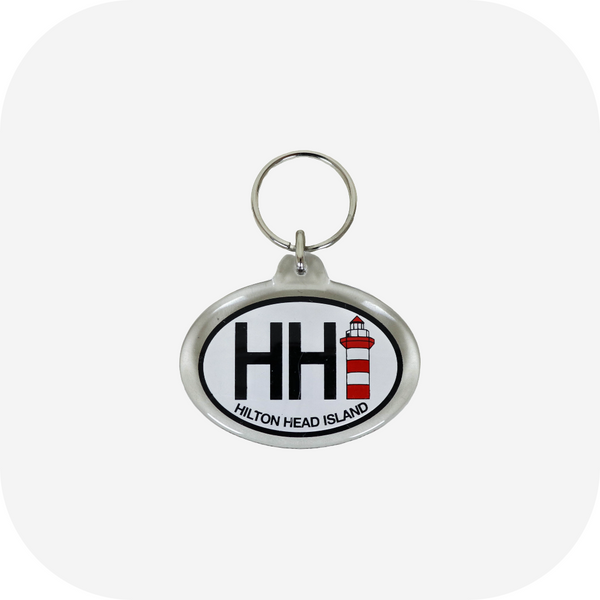 Hilton Head Island Oval Lighthouse Key Chain - Camp Hilton Head
