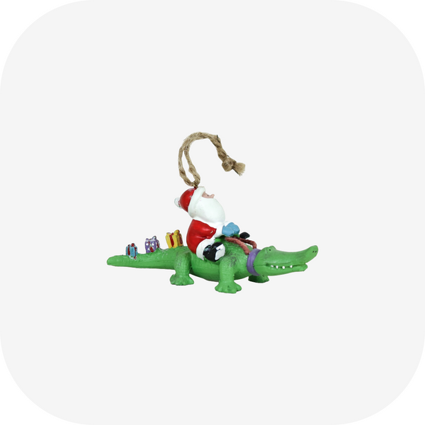 Santa On An Alligator Ornament - Camp Hilton Head