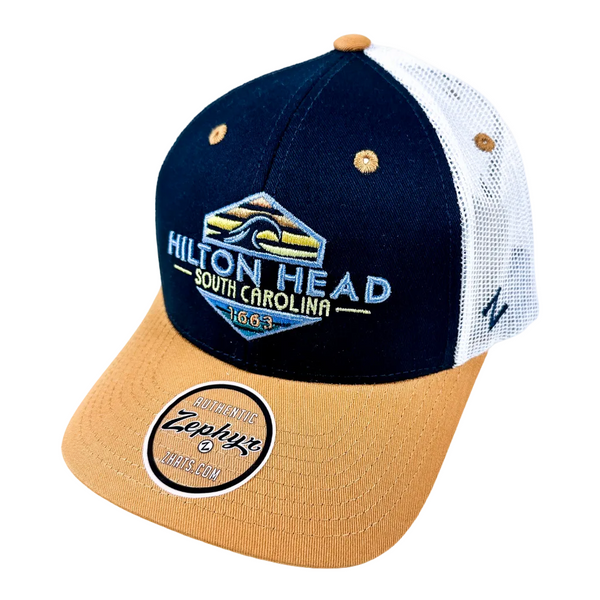 Hilton Head Embroidered Wave Mesh Cap - Camp Hilton Head